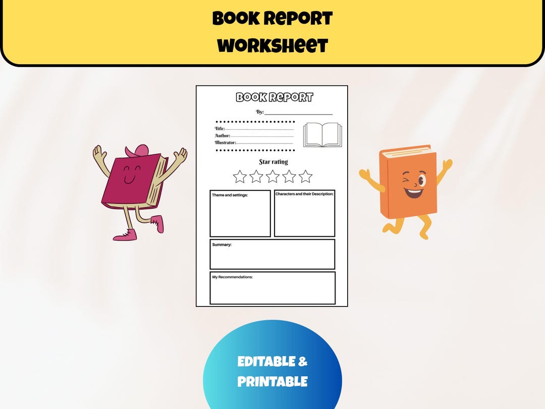 Printable Book Report Worksheet for Kids, Book Review Activity Sheet ...