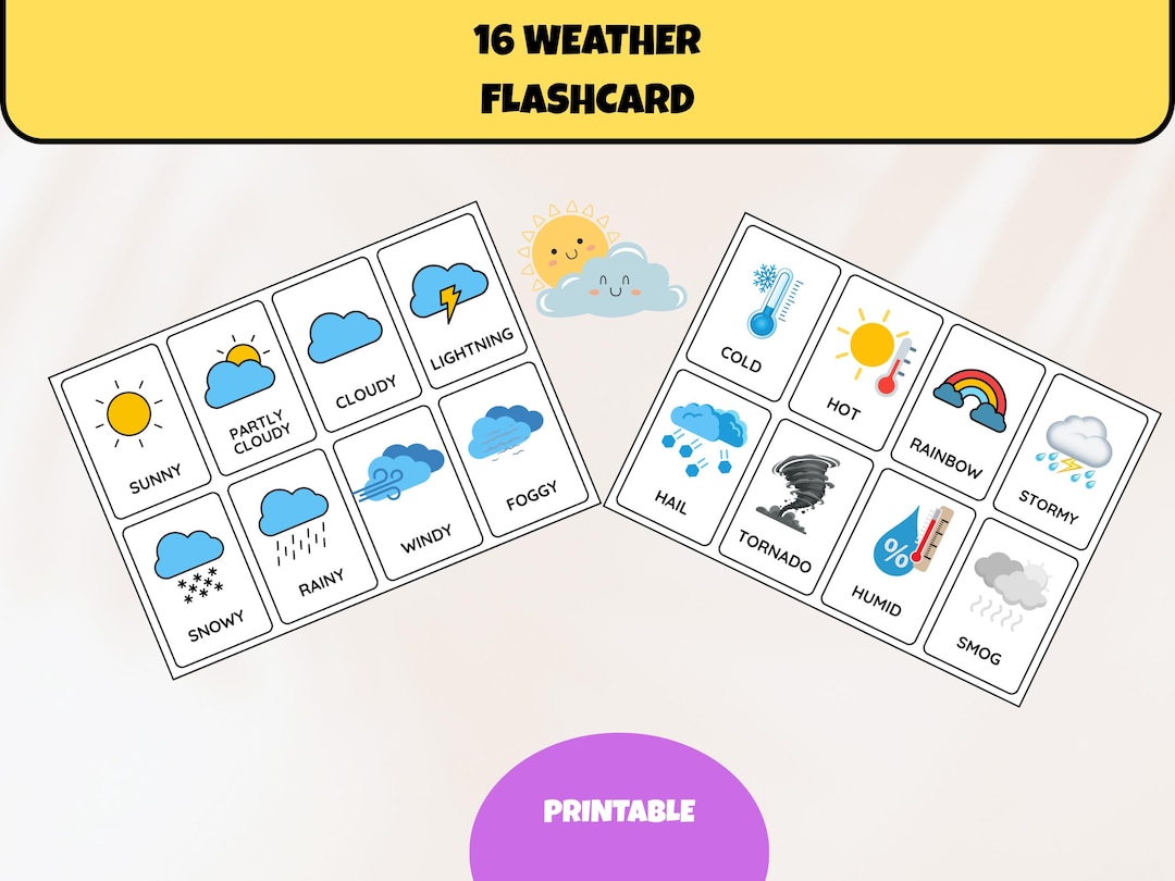16 Printable Weather Flashcards for Preschool – Educational PDF for ...