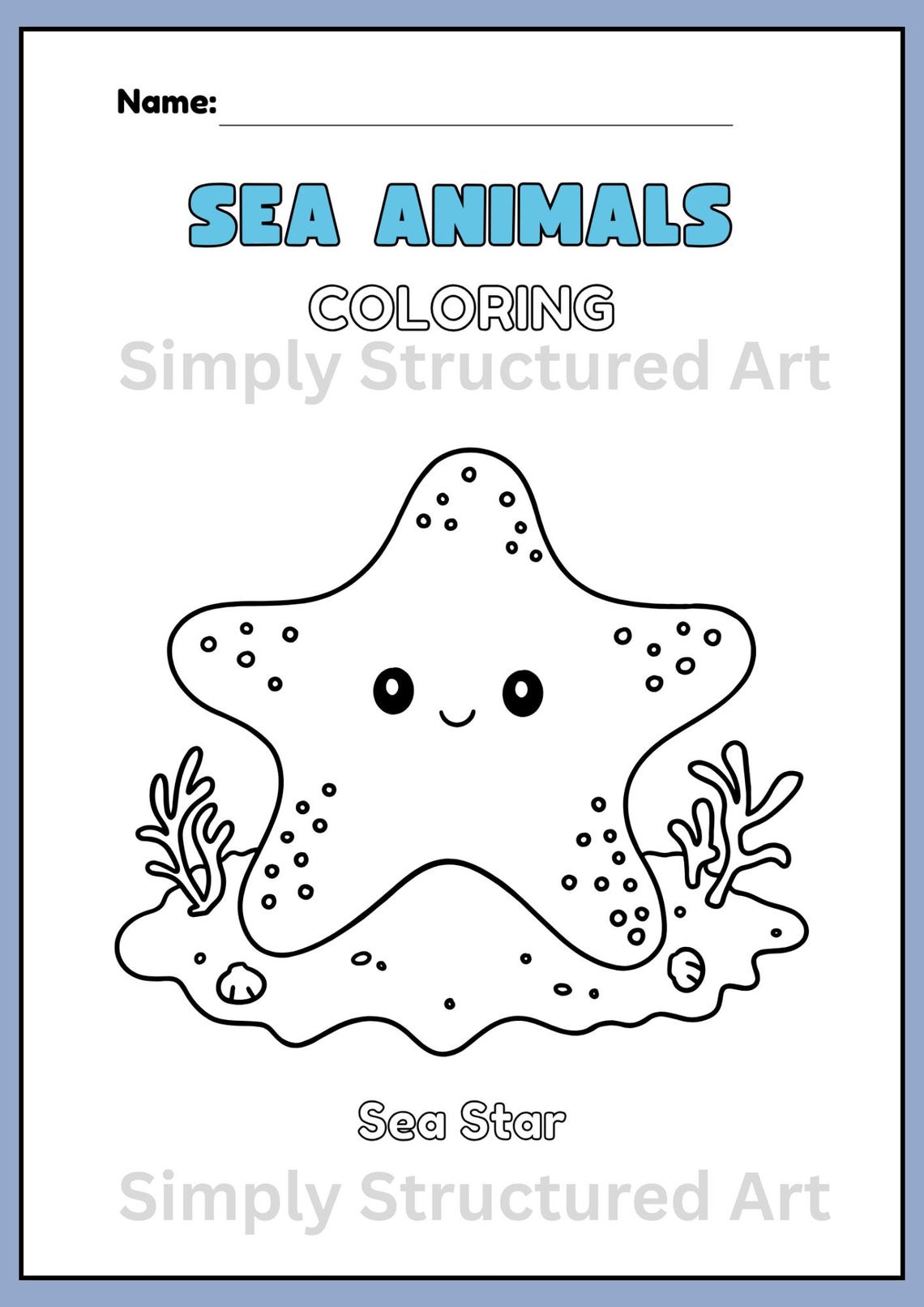 Printable Sea Animals Coloring Worksheet for Kids, Ocean Creatures ...