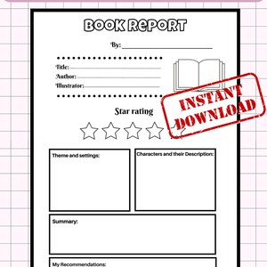 Printable Book Report Worksheet for Kids, Book Review Activity Sheet ...