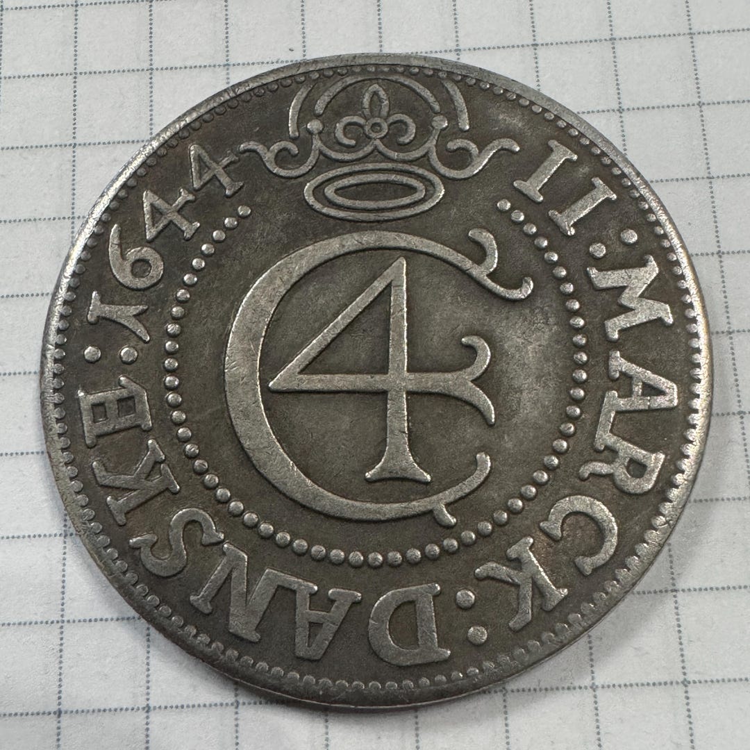 Coin 2 Mark 1644 Denmark. Vintage Coin. Numismatic Gift - Etsy