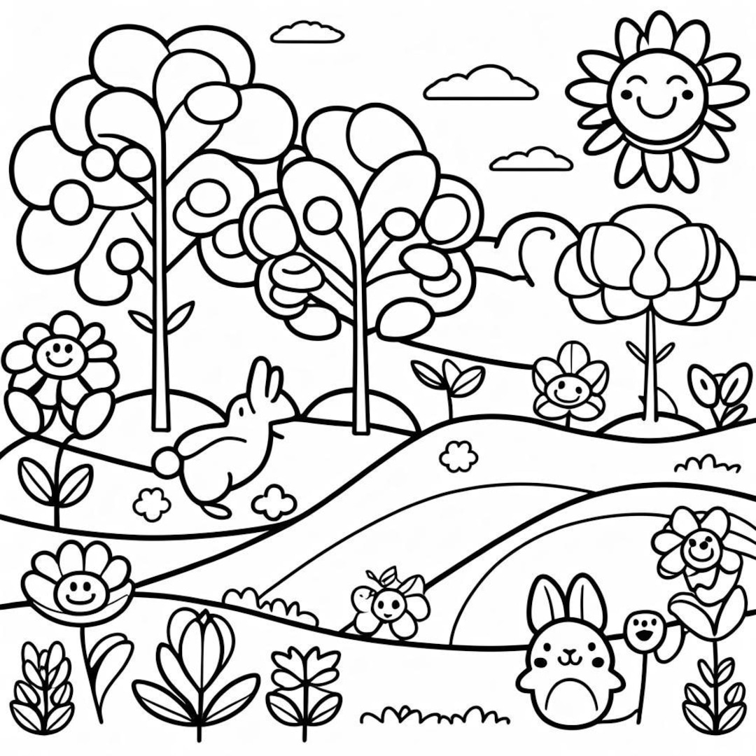 Nature Coloring Page - Etsy