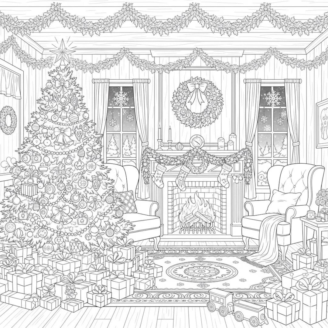 Christmas Time Coloring Pages Collection One - Etsy