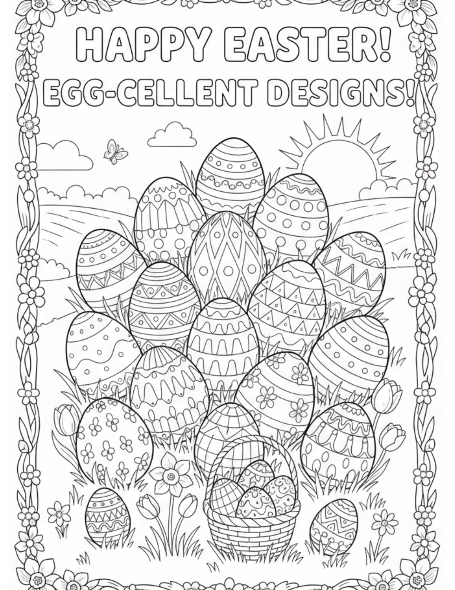 Happy Easter, Egg-cellent Designs! Easter Coloring Page - Etsy