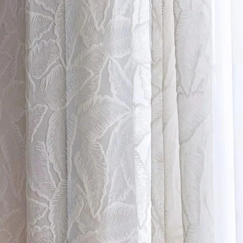 White Sheer Floral Embroidered Curtain: Boho Farmhouse Decor, Voile ...