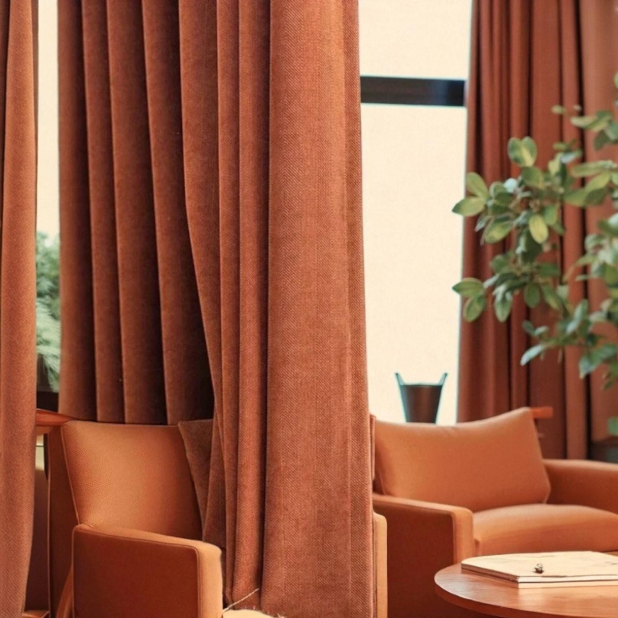 Rust Orange 90% Blackout Curtain: Boho Herringbone Pattern Drapery - Etsy