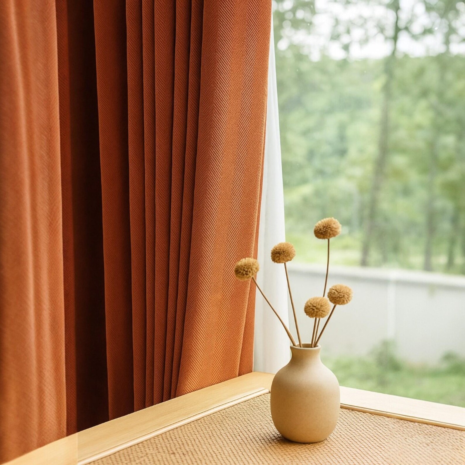 Rust Orange 90% Blackout Curtain: Boho Herringbone Pattern Drapery - Etsy