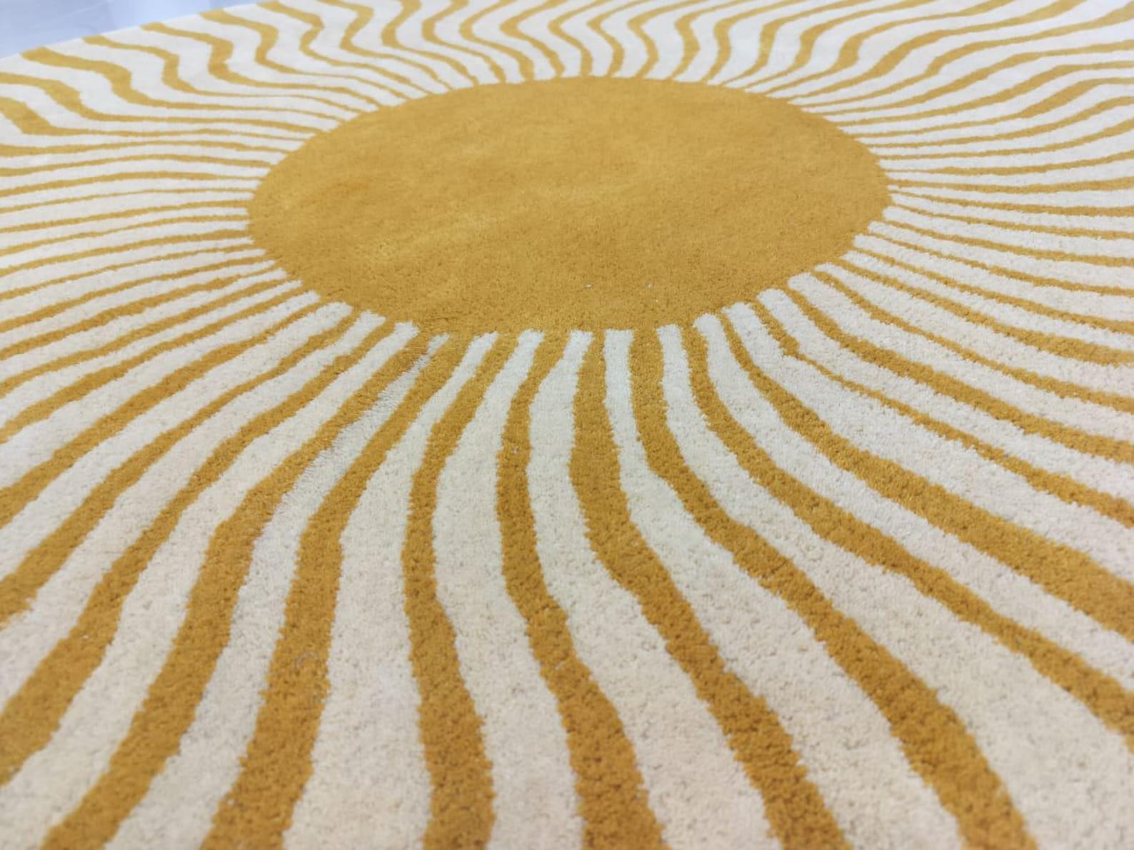 Yellow Sun Modern Round Hand Tufted Rug. Handmade Rug. Circle Rug. Sun ...