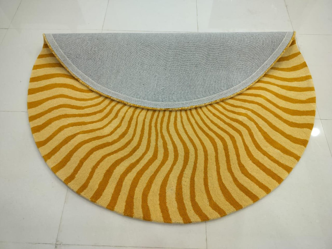Yellow Sun Modern Round Hand Tufted Rug. Handmade Rug. Circle Rug. Sun ...
