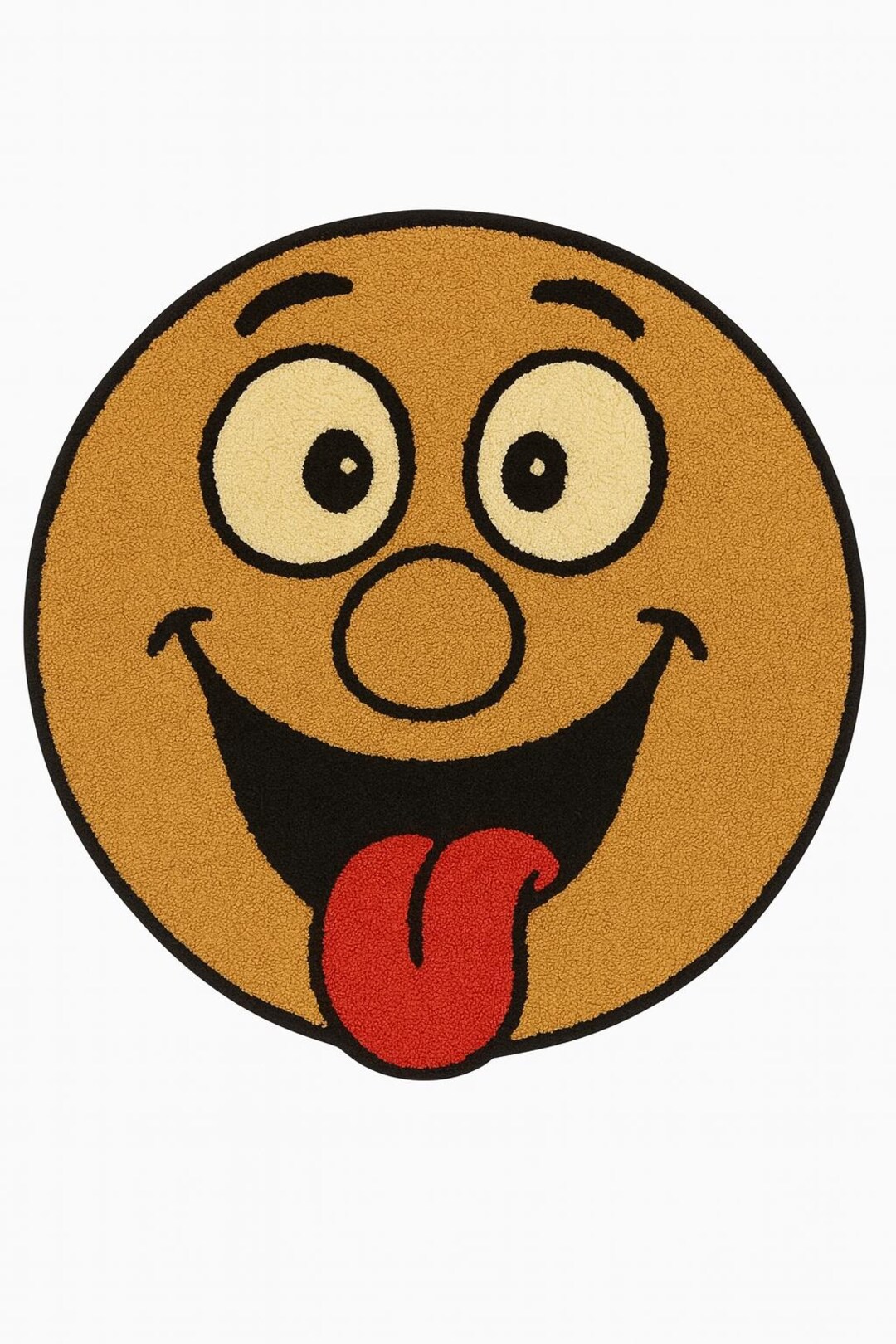 Cartoon Face Print Design Round Hand Tufted Rug. Handmade Rug. Circle ...
