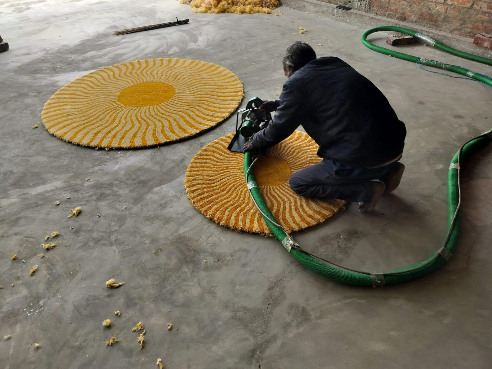 Yellow Sun Modern Round Hand Tufted Rug. Handmade Rug. Circle Rug. Sun ...