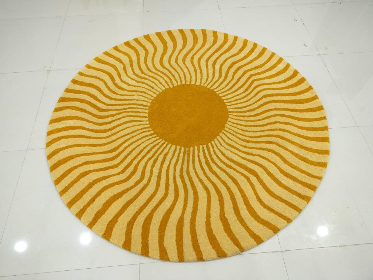Yellow Sun Modern Round Hand Tufted Rug. Handmade Rug. Circle Rug. Sun ...