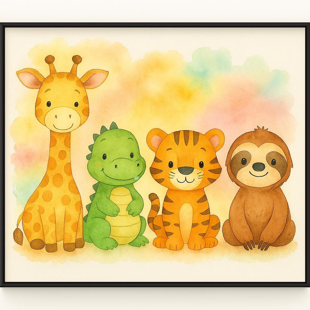 Watercolor Cute Animal Nursery Decor – Baby Room Printable Art ...