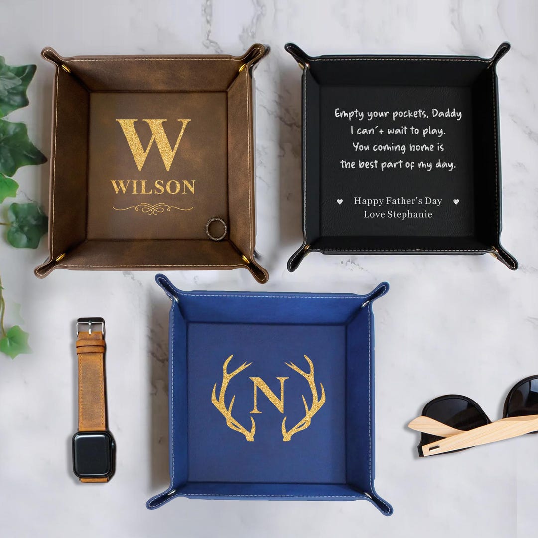 Personalized Valet Tray for Men Leather Valet Tray for Dad Gifts for ...