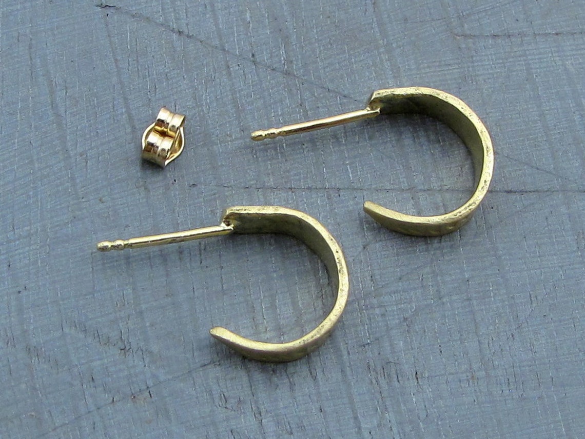 Solid 18 kt Gold Hoop Earrings / Handmade Gold Hoops Earrings | Etsy