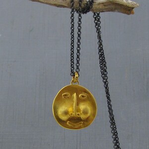 Real Solid 22k Gold & Silver Face Necklace - Etsy