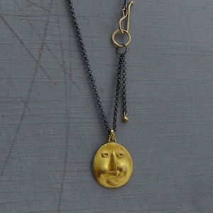 Real Solid 22k Gold & Silver Face Necklace - Etsy
