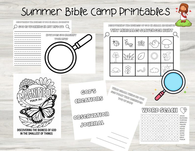 Christian Bible School Pintables & Magnified Banner VBS Sunday School ...