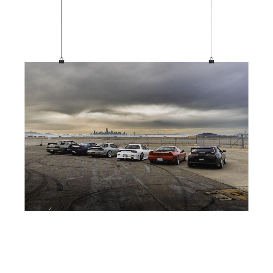 JDM Legends Urban Car Scene Matte Horizontal Posters, Car Lover Wall ...