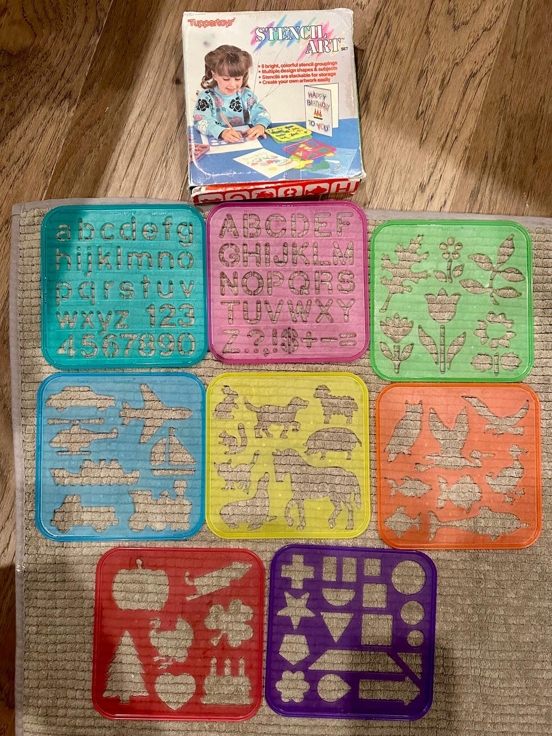 1987 Tupperware Tuppertoys Vintage STENCIL ART Complete Stencil Fun 8 ...