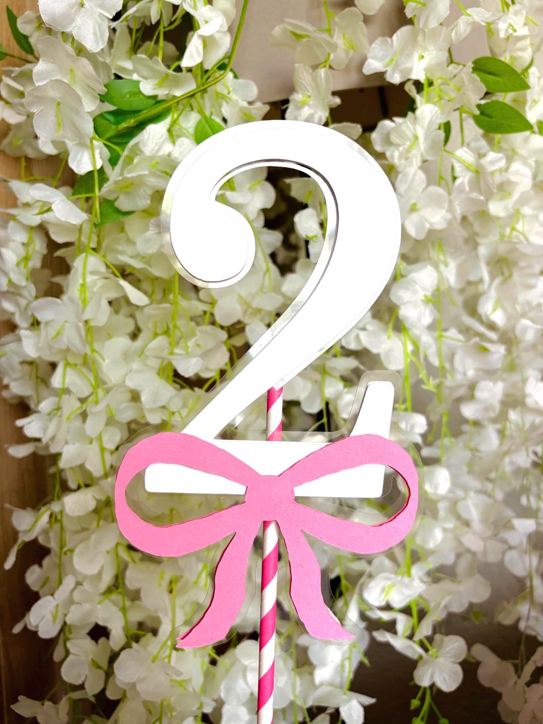 Number Birthday Decoration With Color Bow – Cake Topper – Girl’s Party ...