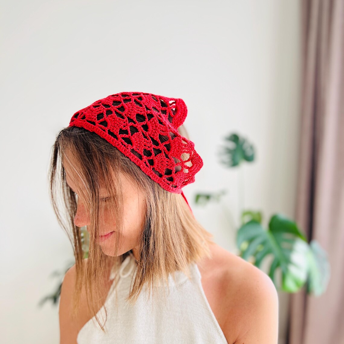 Crochet Lace Bandana Pattern: Easy Cotton Kerchief With Video (PDF ...