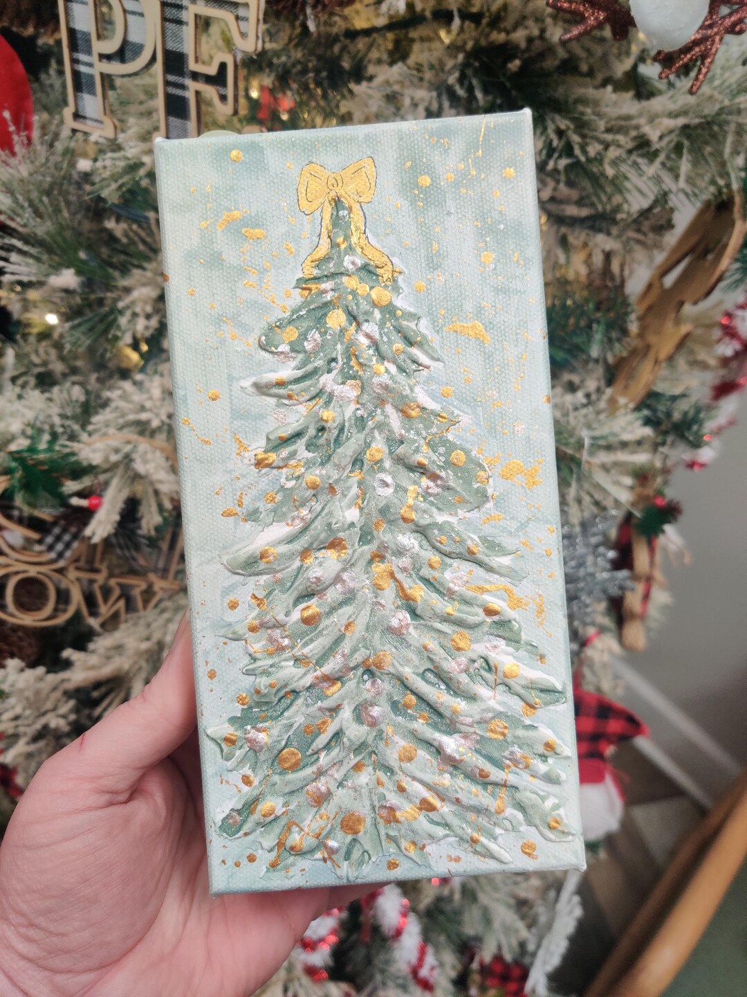 Watercolor Elves Christmas Canvas Shelf Sitter Textured Original Art ...