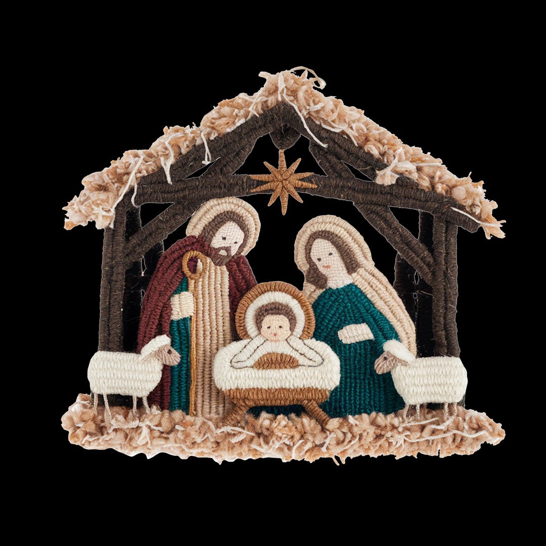 Latch Hook Yarn Crochet Jesus Christmas PNG, Yarn Jesus for Holiday ...