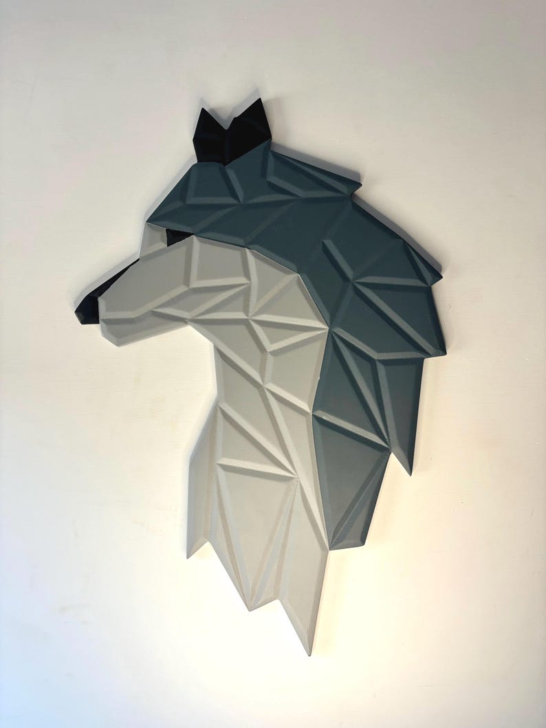 Geometric Wolf Wall Art | Wooden Wall Decor | Nordic-style Animal Head ...