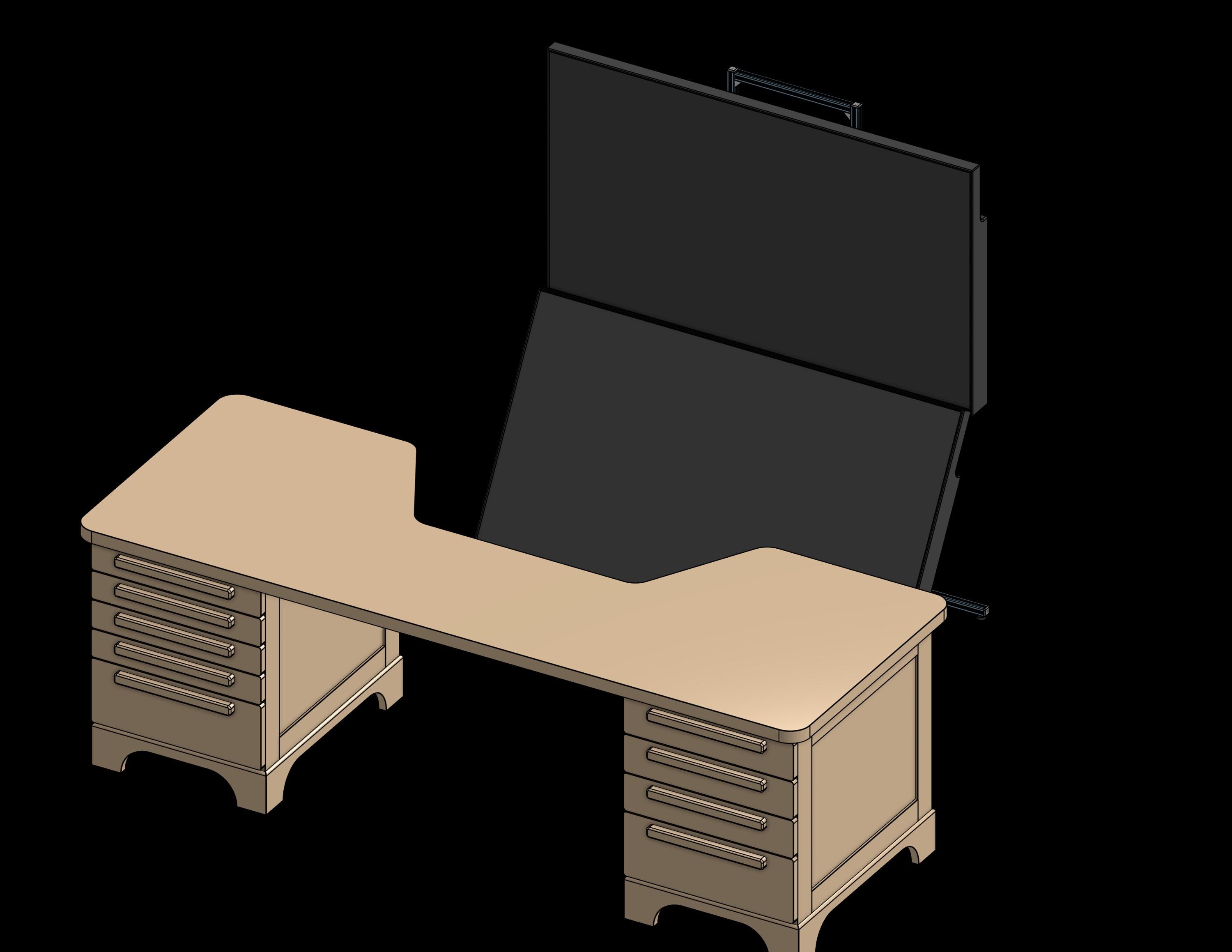 Desk Plans | Dual 50-inch Monitor Ergonomic Workspace | Shop Drawings ...