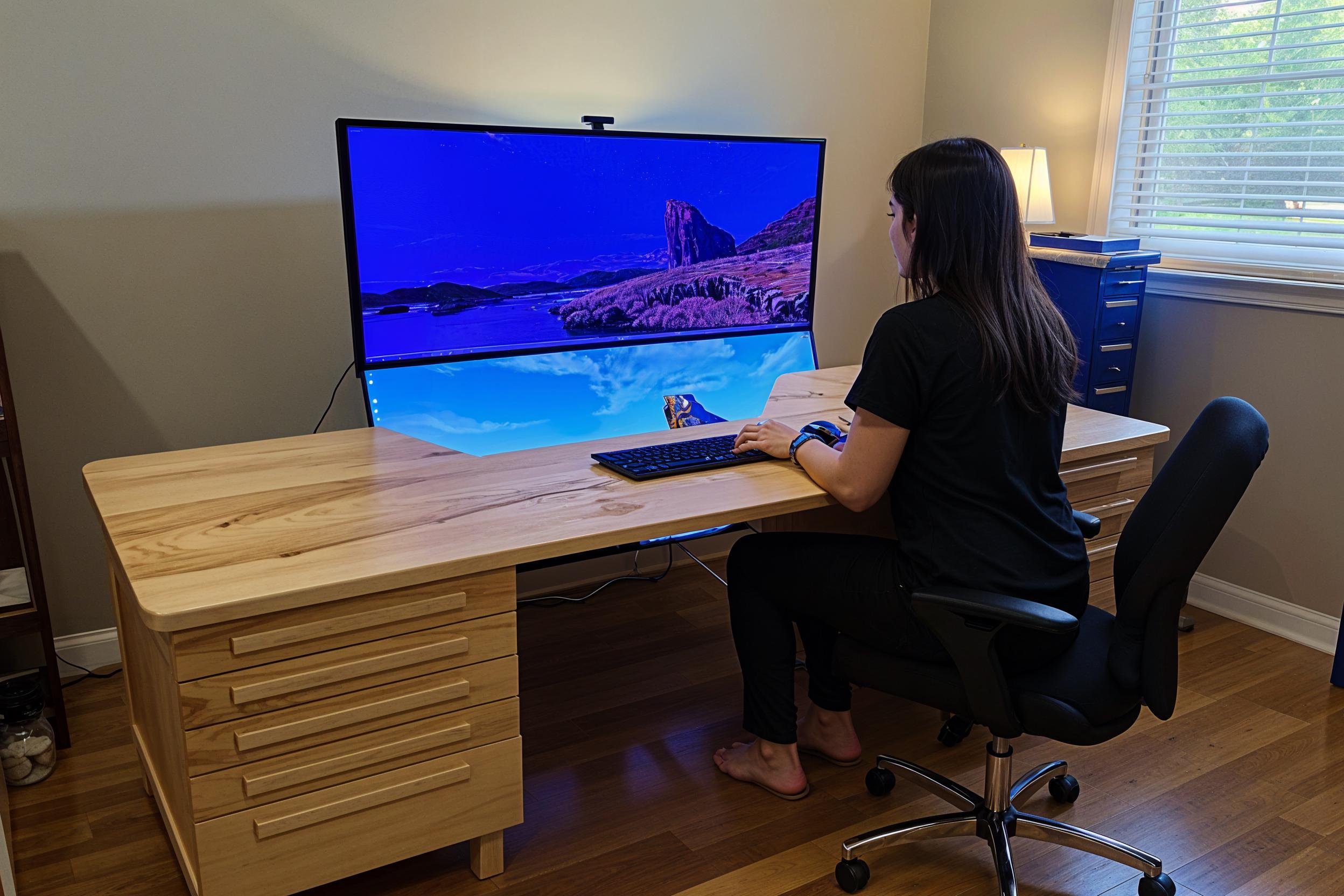 Desk Plans | Dual 50-inch Monitor Ergonomic Workspace | Shop Drawings ...