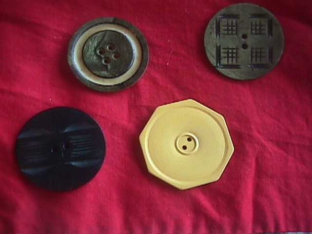 Vintage Large Celluloid Carved Wafer Buttons, 3, One Octagon, Group of ...