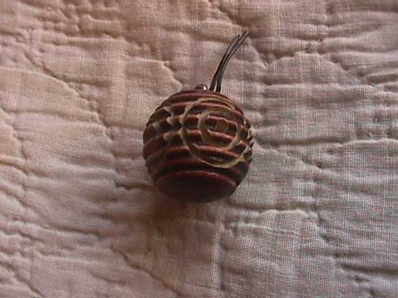 Vintage Celluloid Brown Round Ball Carved in Circles Loop on - Etsy