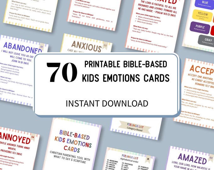 Christian Emotion Cards Printable Bible Verses for Emotions and ...