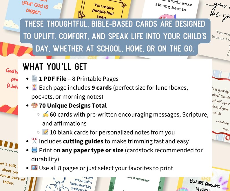 60 Christian Lunchbox Notes for Kids – Printable Bible Verse ...