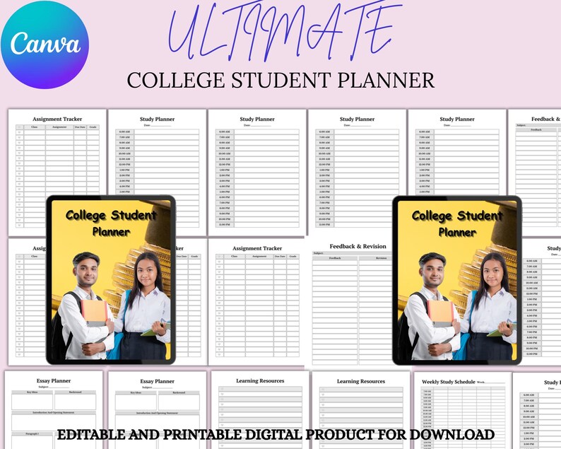 College Student Planner Digital Download – Academic Schedule Organizer ...
