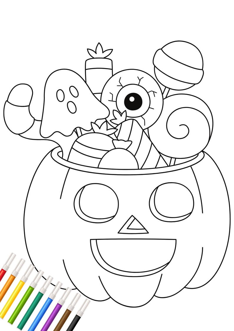 Halloween Coloring Book: 20 Spooky Ghost Coloring Pages (digital ...