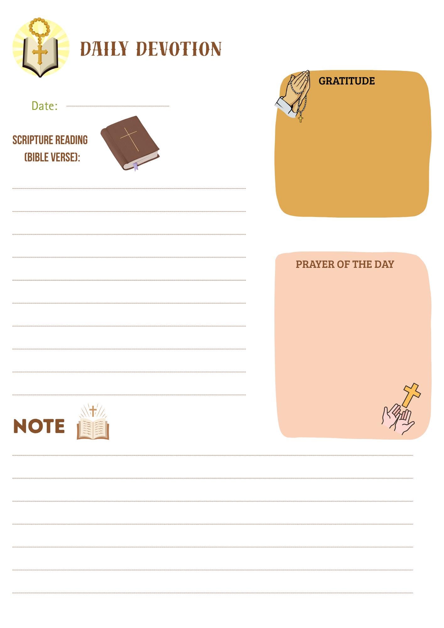 Christian Faith Planner: Daily Devotion Journal (digital Download PDF ...