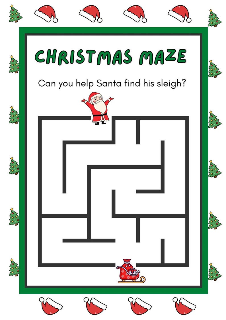 Kids Christmas Activity Book | Mazes, I Spy, Matching, Coloring Pages ...