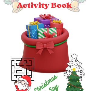 Kids Christmas Activity Book | Mazes, I Spy, Matching, Coloring Pages ...