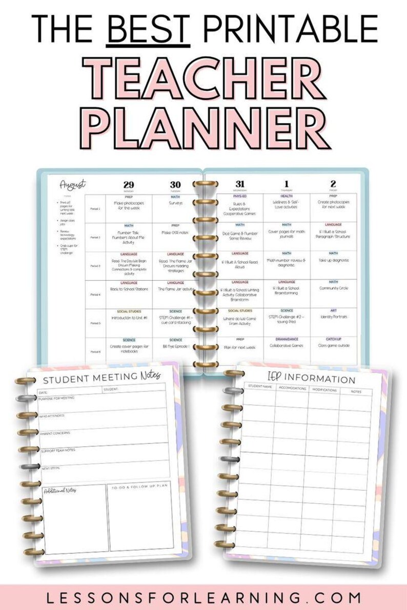 Planificador de clases imprimible para docentes, registro de asistencia ...