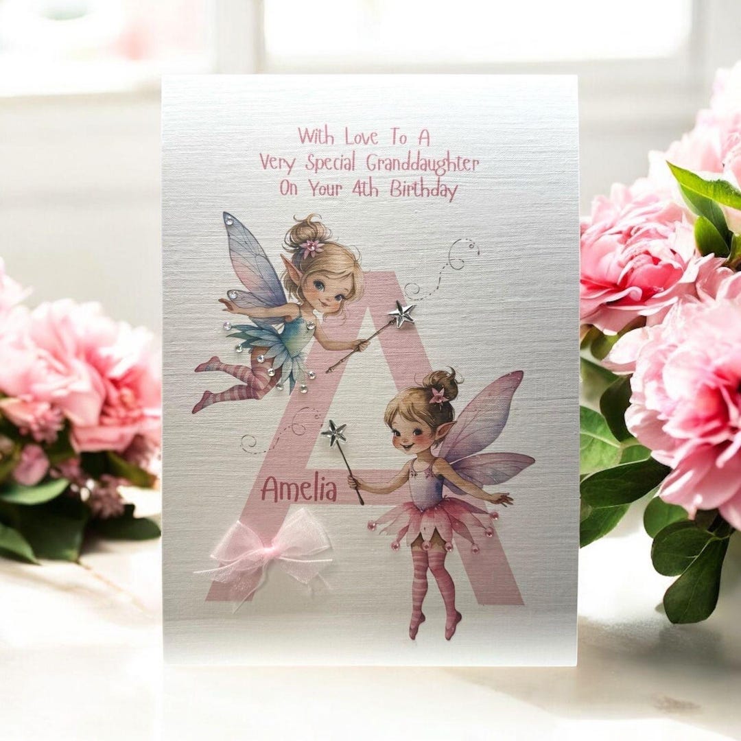 Personalised Fairy Birthday Card, With Gems & Bow, Any Age ...