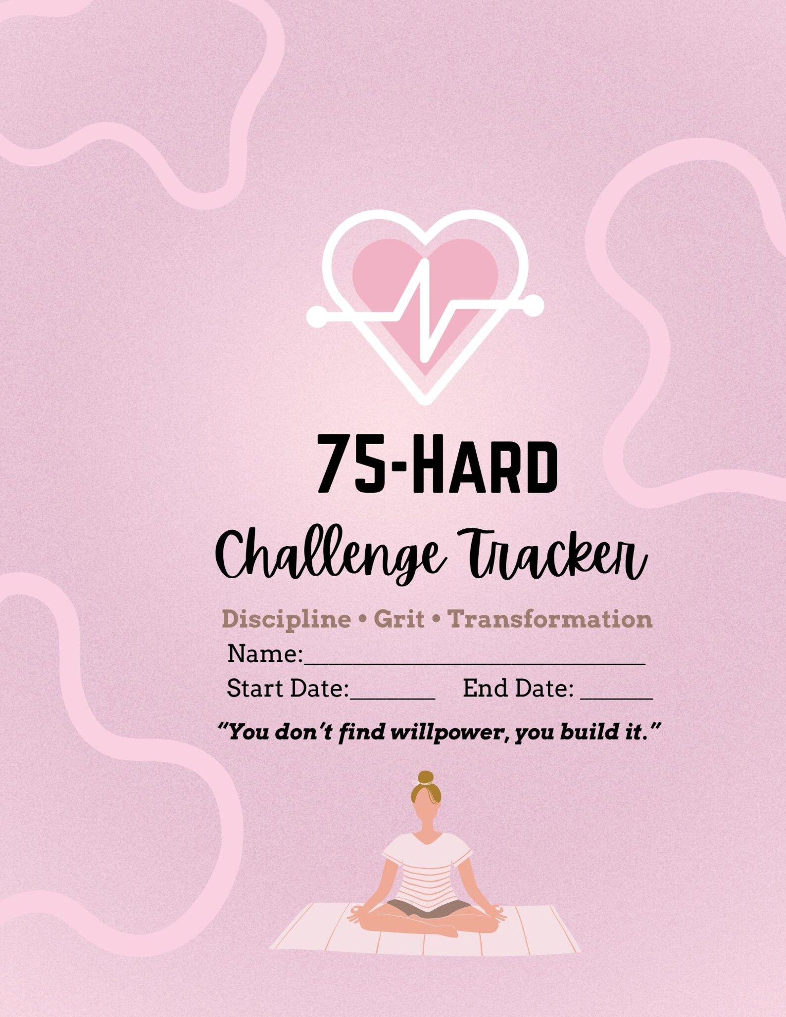 75 Hard Challenge Printable Tracker | Fitness & Mindset Journal ...