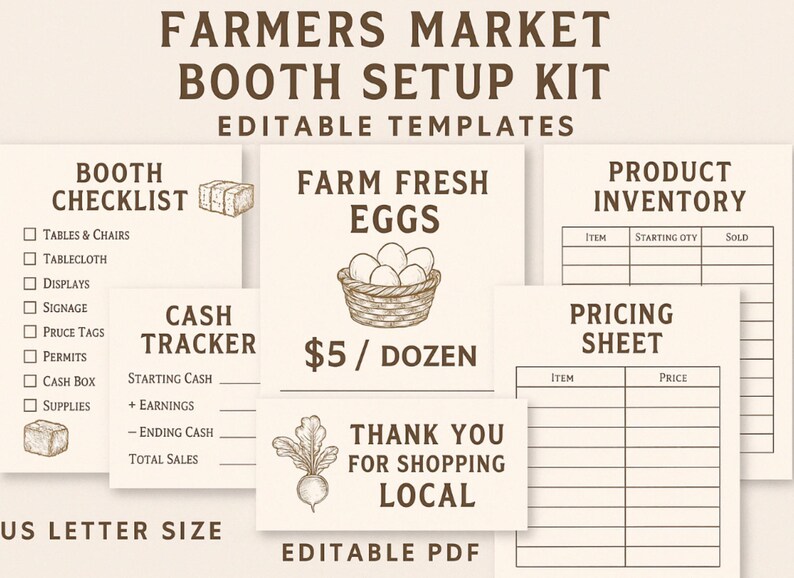 Farmers Market Booth Kit | Editable PDF Templates | Vendor Checklist ...