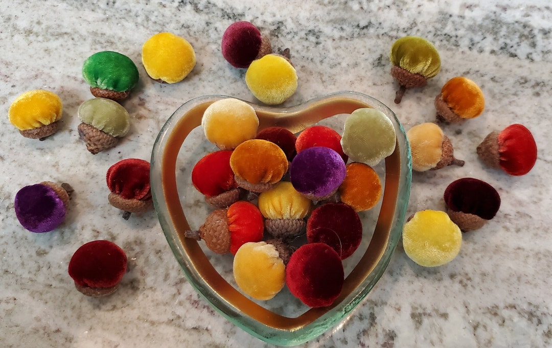 18 Silk Velvet Acorns With Real Acorn Caps - Etsy