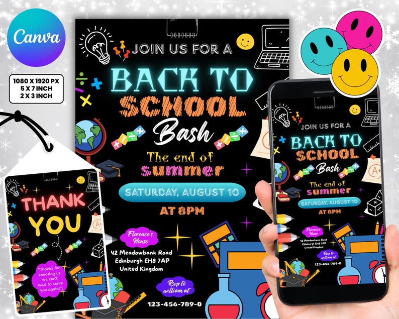 Editable Back to School Bash Flyer, Flyer Template, Community Event ...