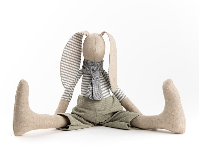 Stuffed Baby Toys, Linen Animal, Plush Rabbit, Handmade Bunny, Gift for ...