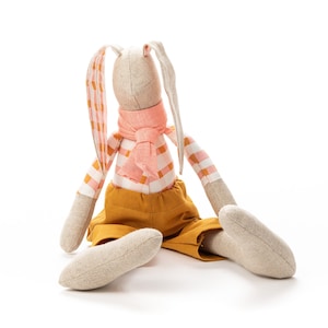 Textile Art Doll, Stuffed Animal, Rabbit Doll, Fabric Doll, Eco ...