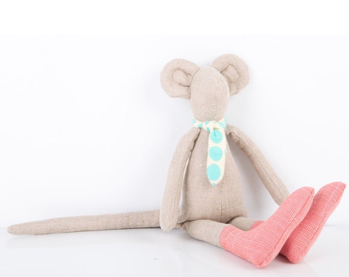 Natural Canvas Mouse Wearing Turquoise Polka Dots Scarf and - Etsy