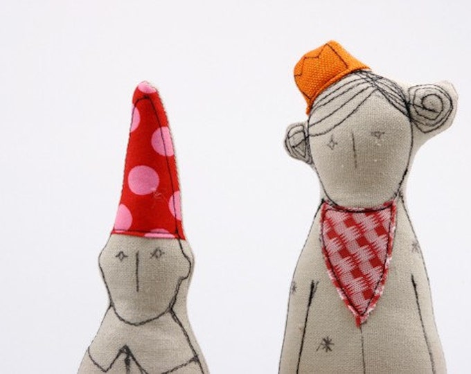 Princess and Dwarf Canvas Handmade Dolls in Pink Red and - Etsy